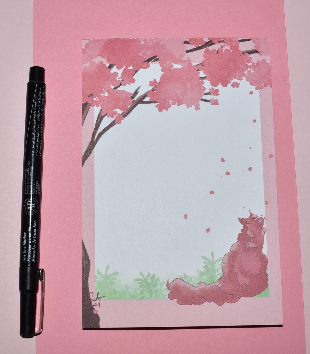 Sakura Cat 4x6 Notepad - Etsy
