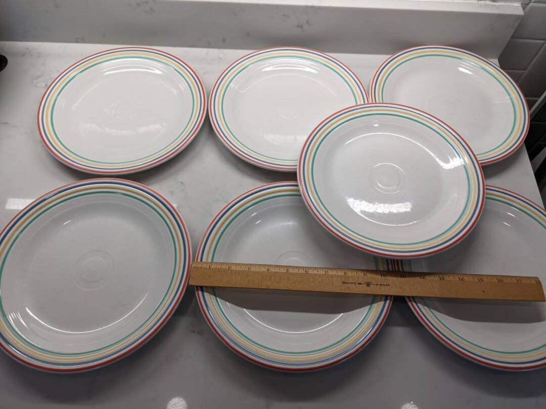 Fiesta Rainbow Striped Quattro Dinner Plate Retired Fiestaware Quatro ...