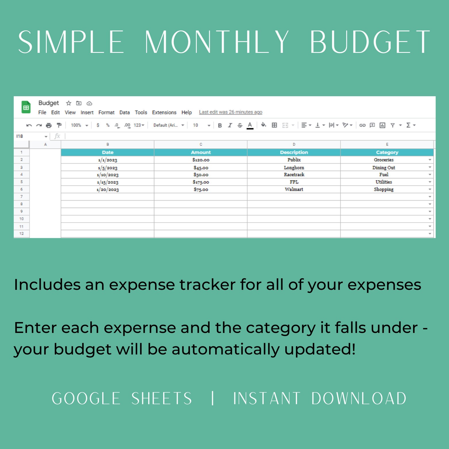 Simple Budget Spreadsheet | Budget Spreadsheet for Multiple Incomes ...