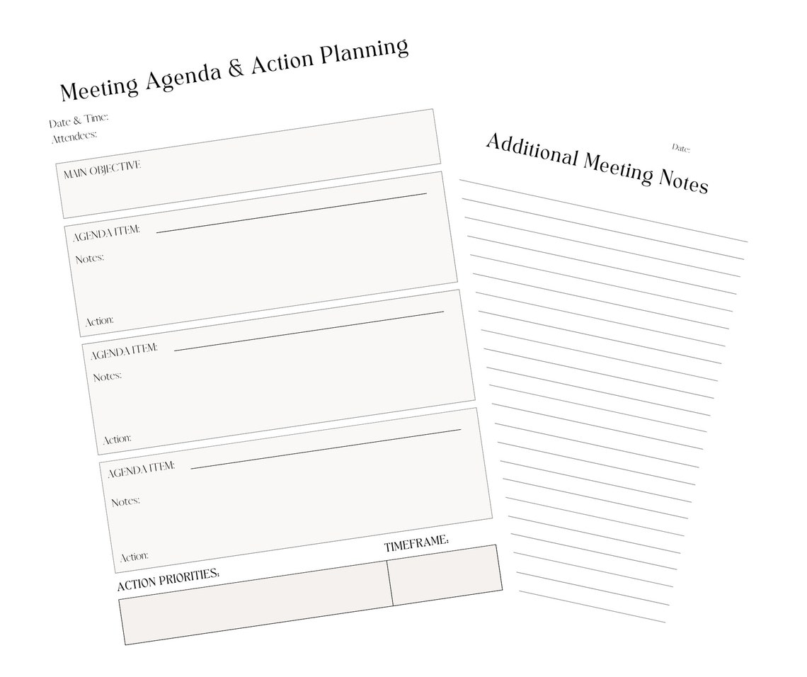 Meeting Agenda & Action Planning, and Additional Meeting Notes ...