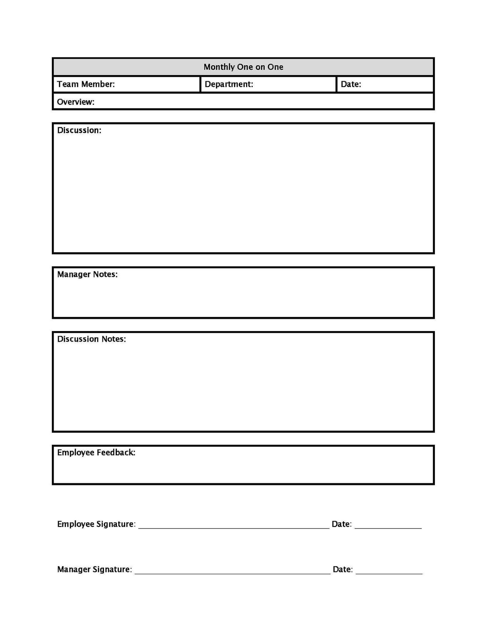 Monthly One on One Template - Etsy