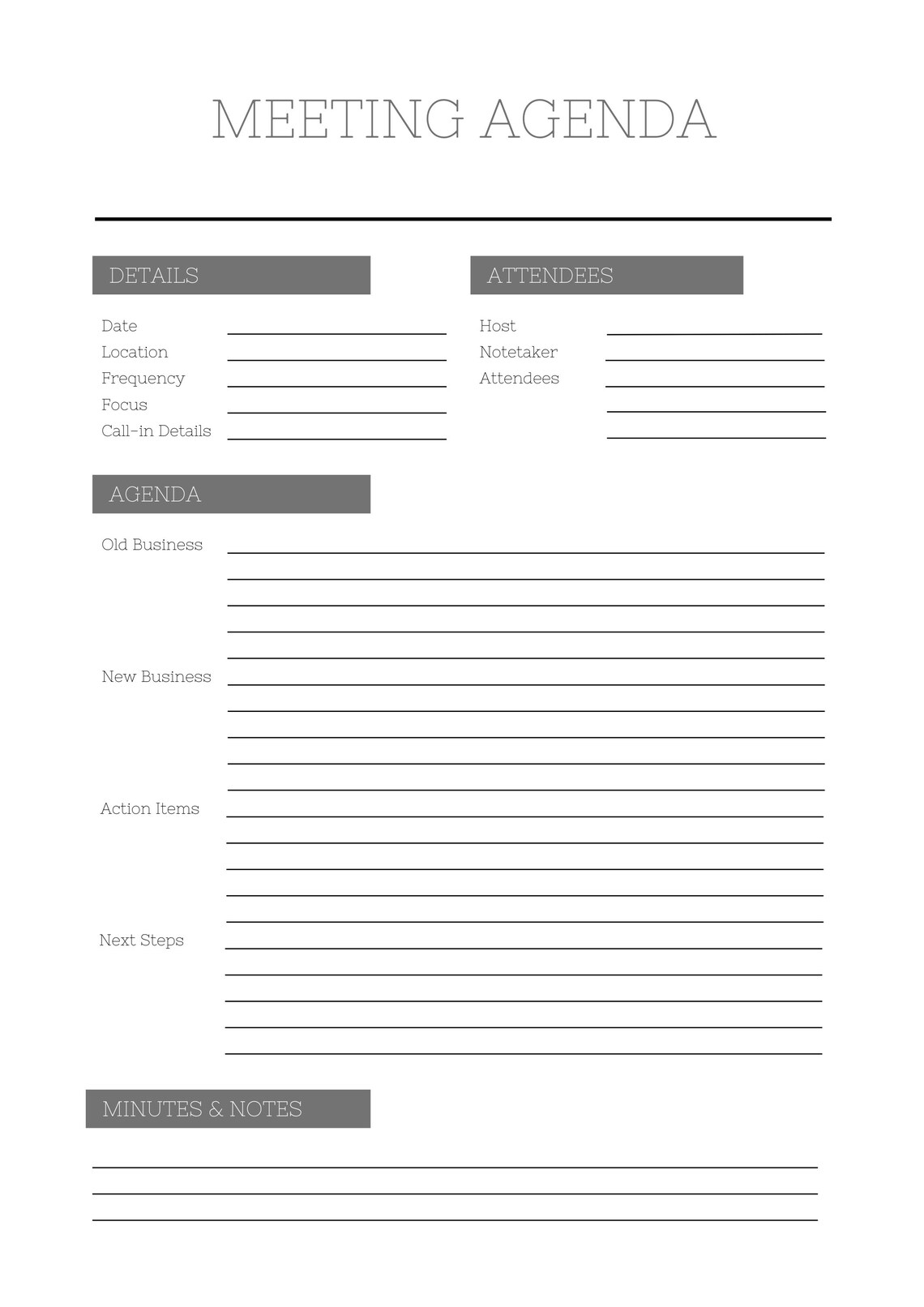 Meeting Agenda Printable, Meeting Notes, Planner, Meeting List Template ...