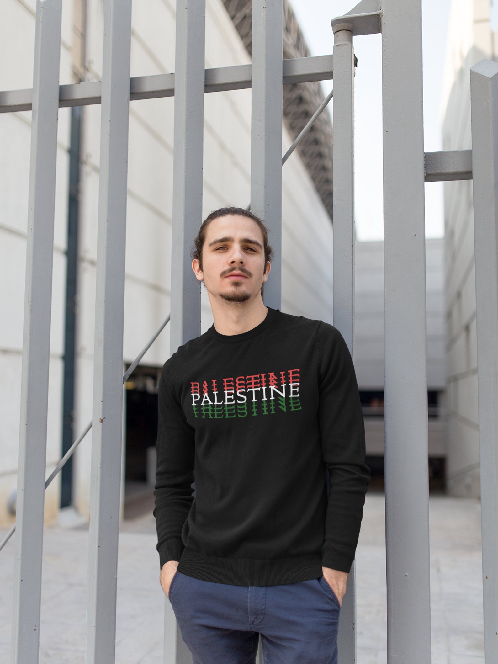 Palestine Apparel, Free Palestine Crewneck Sweater/hoodie Black White ...