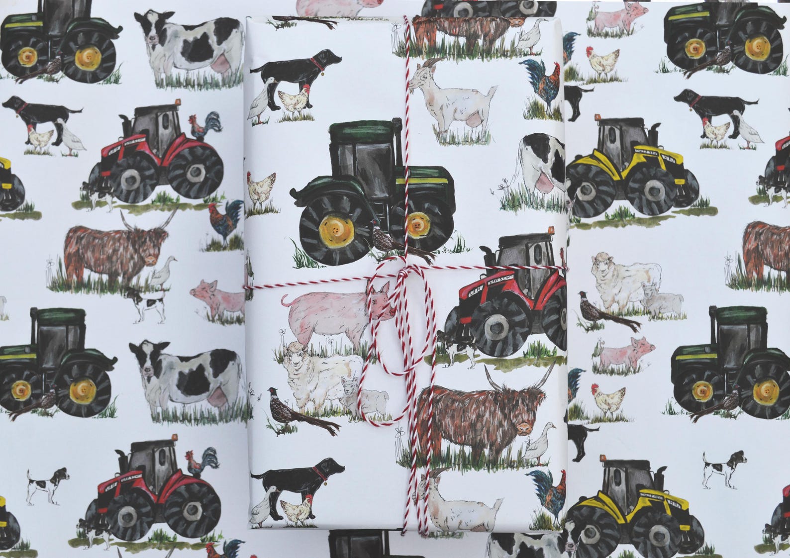 Farm Yard Wrapping Paper Sheet | Tractor Wrapping Paper | Farm Print ...