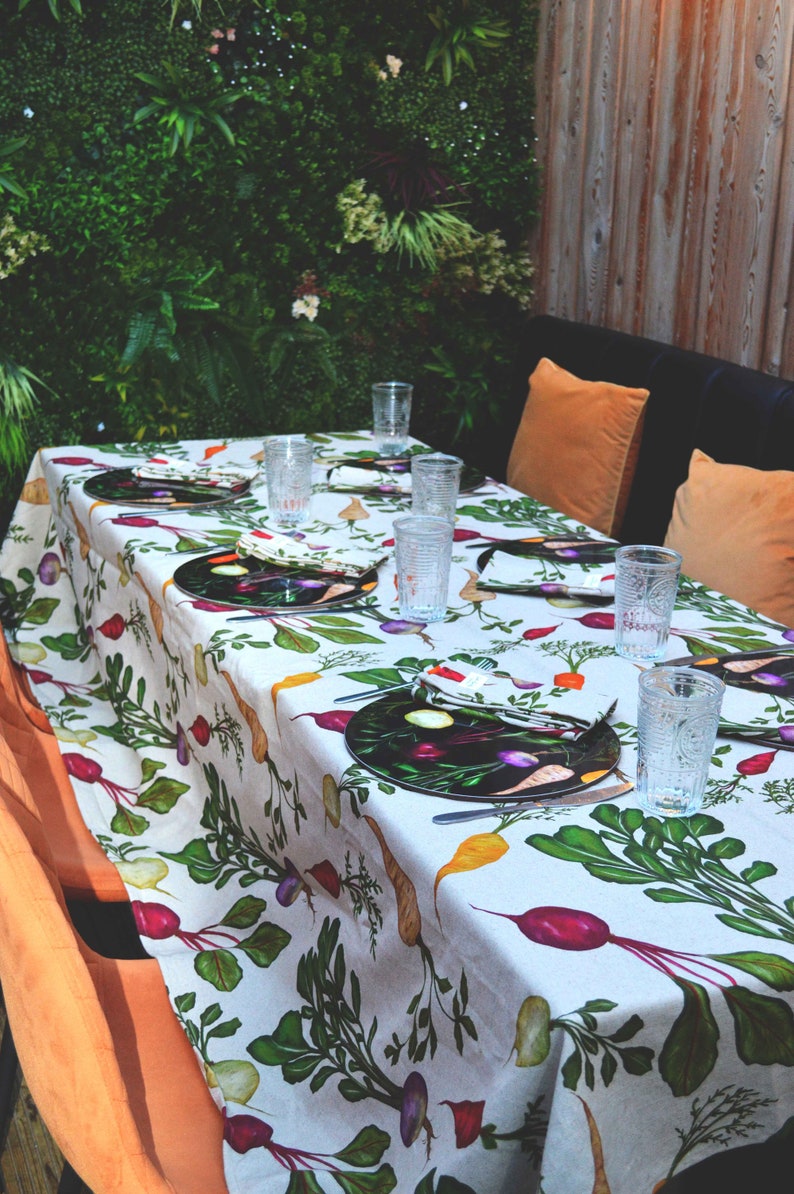 Root Veg Linen Tablecloth Vegetable Table Cloth Table Linens Linen ...