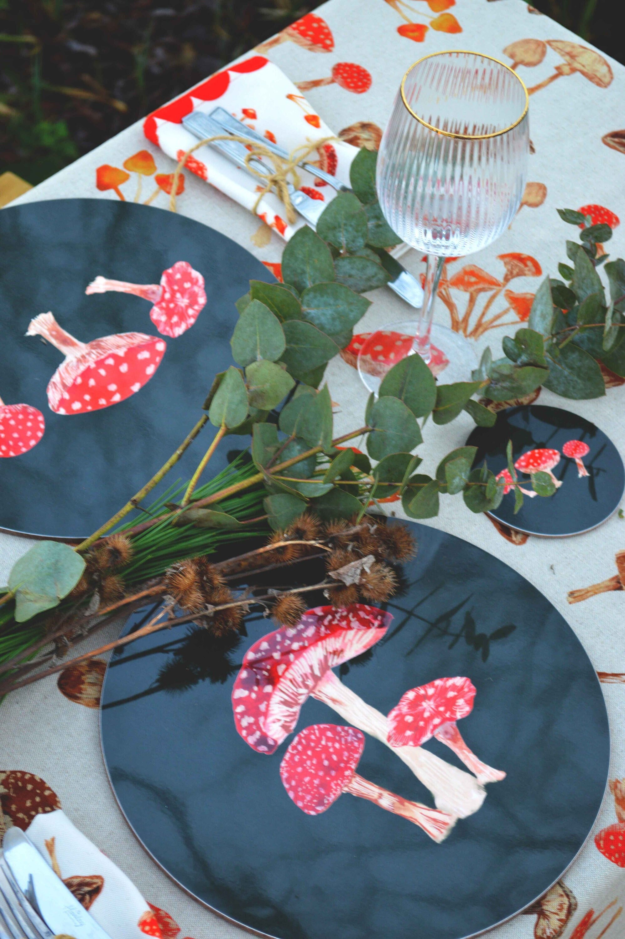 Mushroom Table Mats set of Four - Etsy