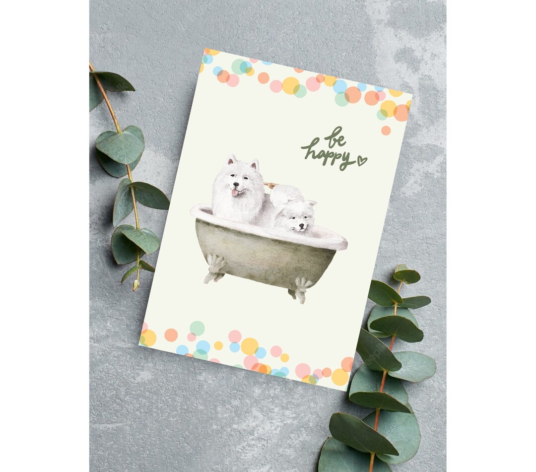 Printable Samoyed Dog Card Puppy Greeting Card Digital - Etsy