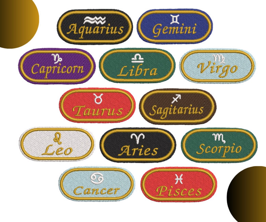 Custom Zodiac Sign Patch - Birthday Patch - Choose Colors and Size ...