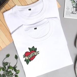 Mom Patch - Iron on or Sew on - Embroidered Heart Patch - Retro Heart ...