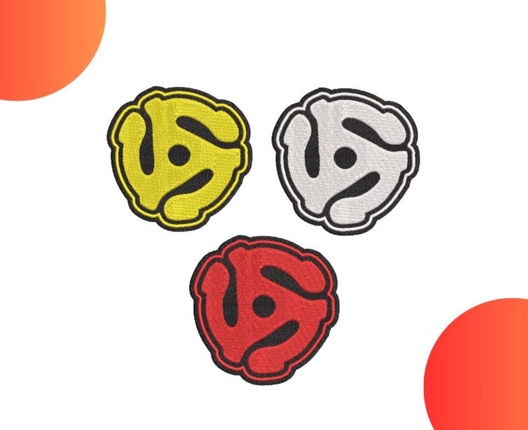 45 RPM Record Adapter Embroidered Patch - Custom Color Vinyl Player ...