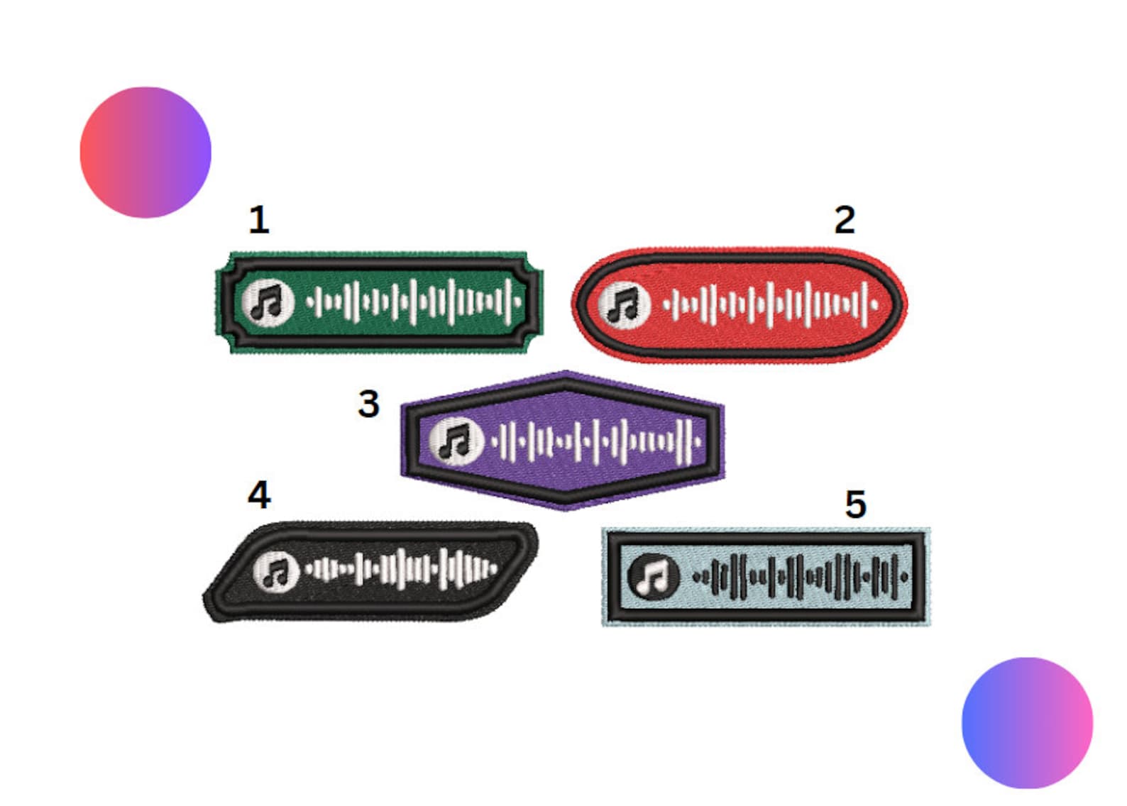 Custom Music Code Patch Music Patch Choose Colors, Shape, and Size Iron ...