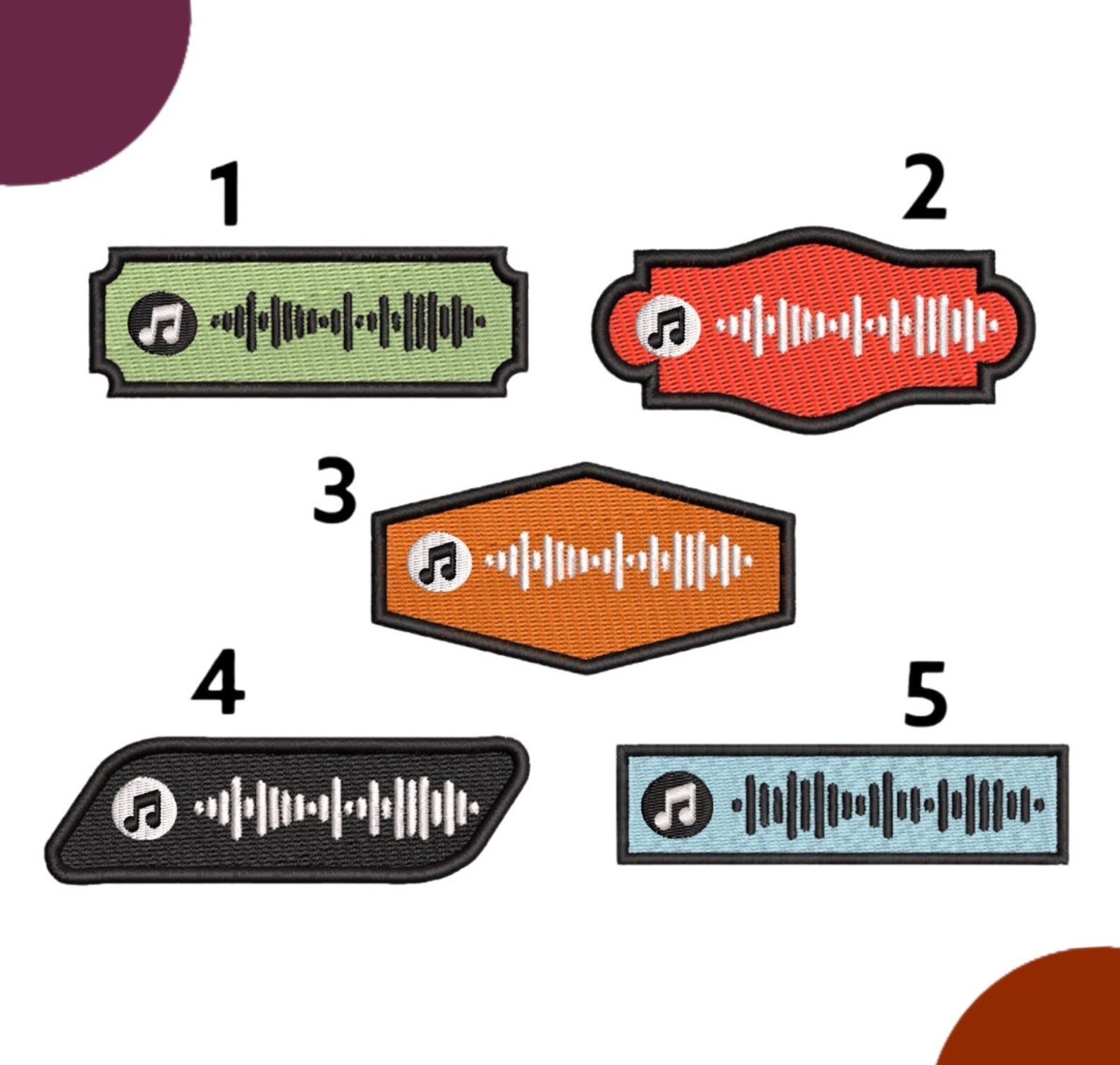 Custom Music Code Patch Music Patch Choose Colors Shape - Etsy