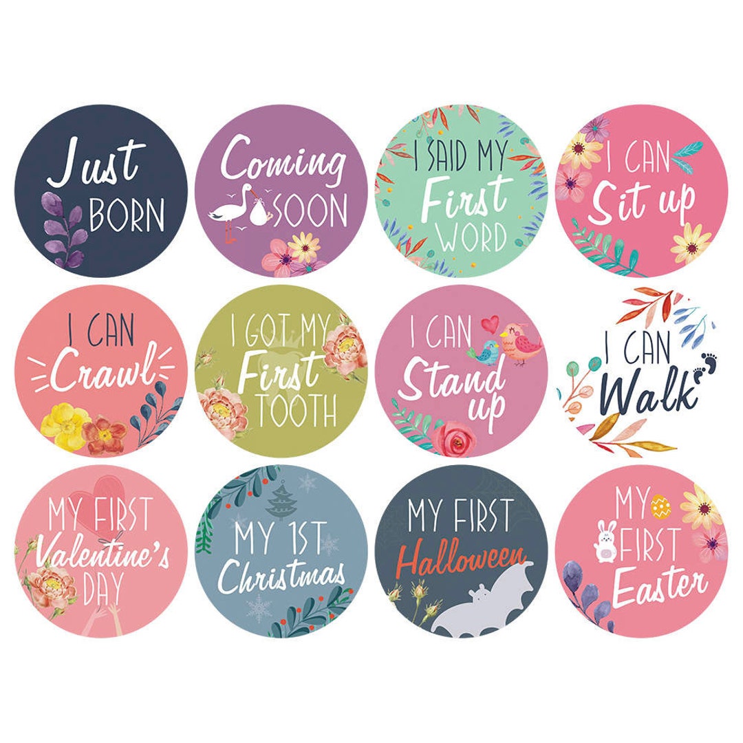 Baby Milestone Stickers, Baby 'firsts' 12 Different Stickers Suitable ...