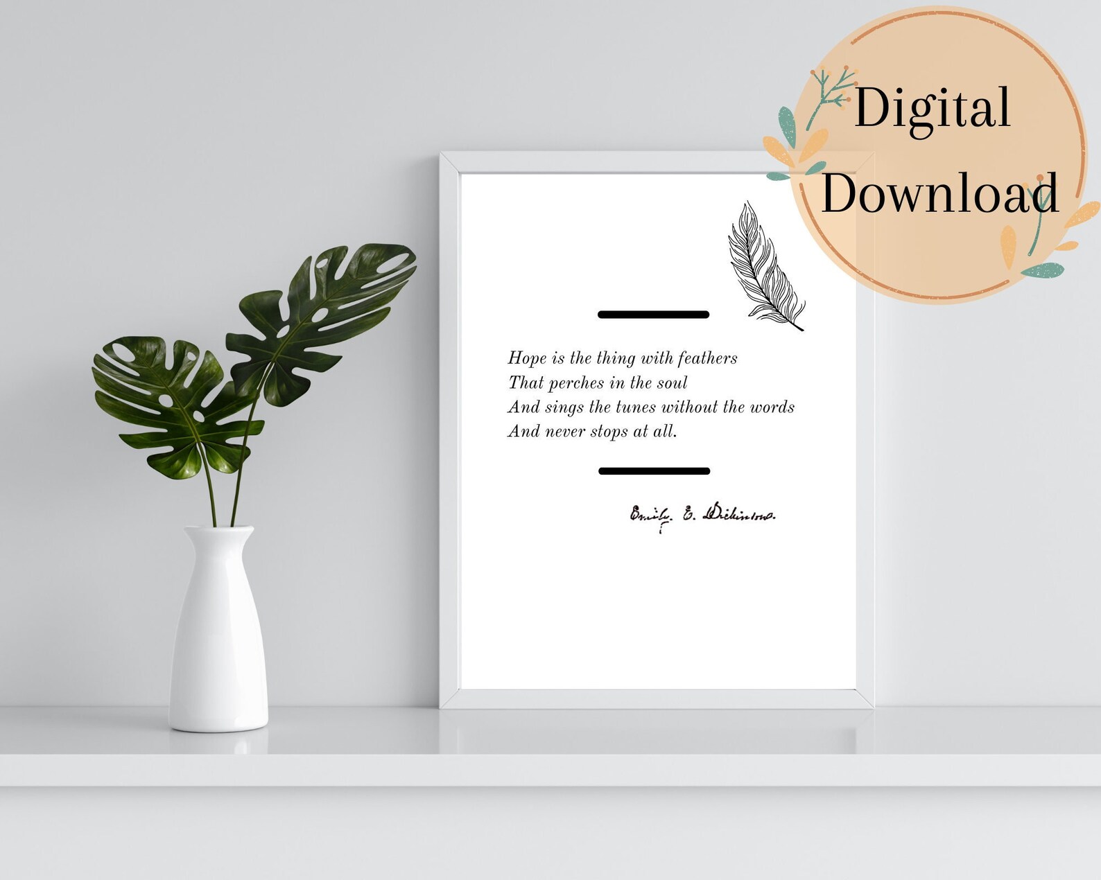 Emily Dickinson Quote Literary Poster Poem Trendy Prints Wall Art, Hope ...