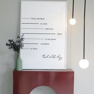 Martin Luther King Quote MLK Jr Love Quote Love Print Literary Dr King ...