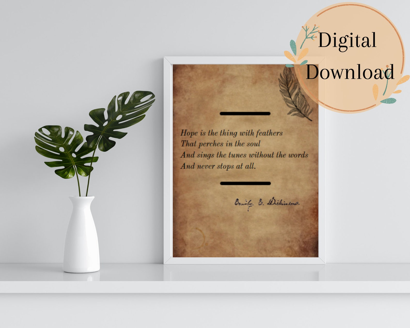 Emily Dickinson Quote Literary Poster Poem Trendy Prints Wall Art, Hope ...