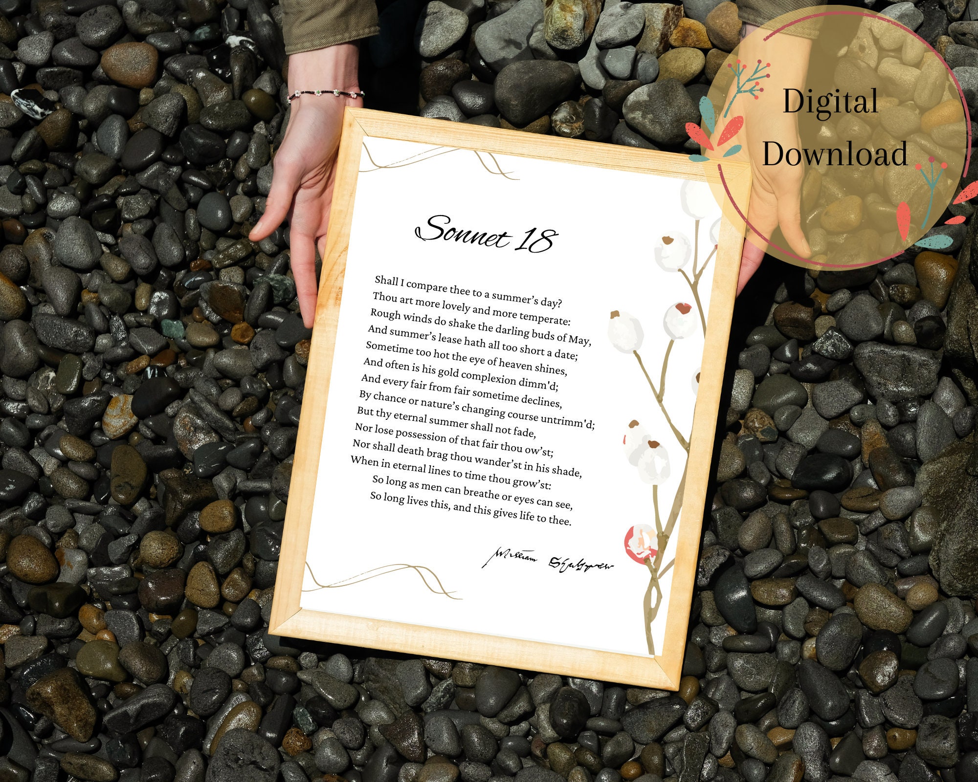 William Shakespeare Poem Sonnet 18 Shall I Compare Thee to a Summers ...