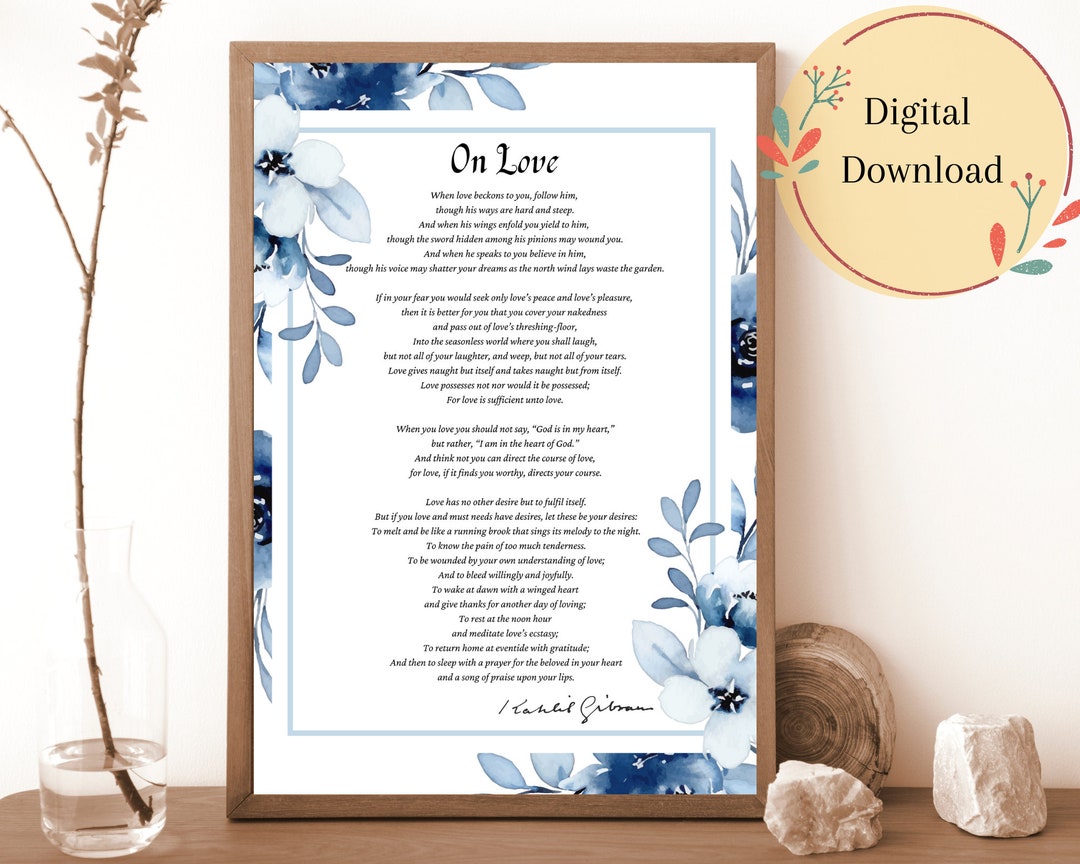 Literature Poster Kahlil Gibran Literary Poster on Love Print Trendy ...