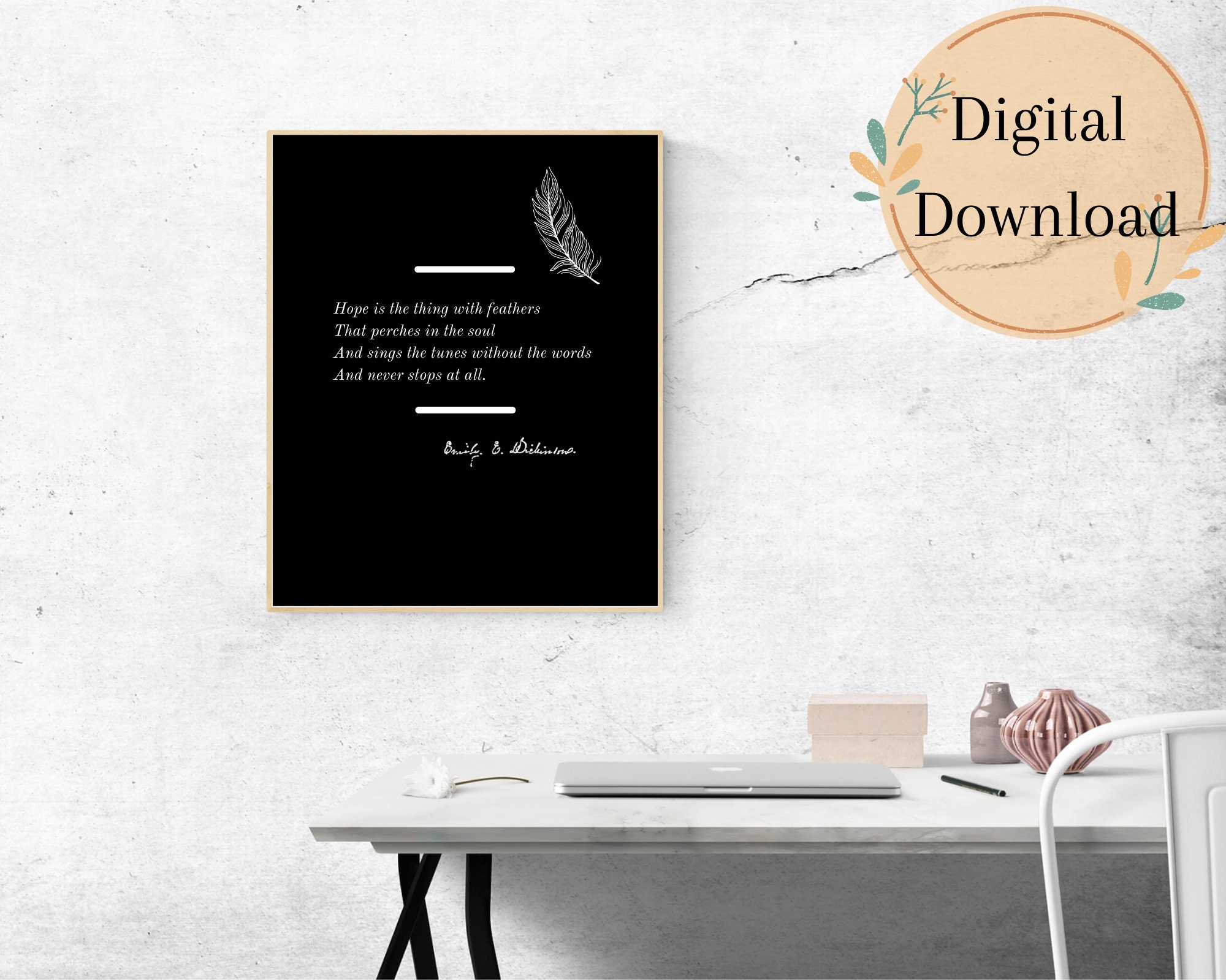 Emily Dickinson Quote Literary Poster Poem Trendy Prints Wall Art, Hope ...