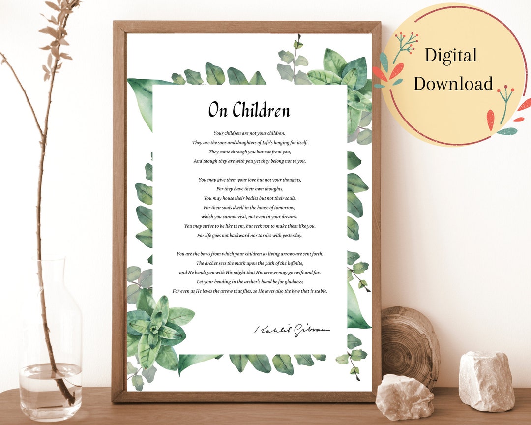 On Children Poem Print Kahlil Gibran, the Prophet Printable Wall Art ...