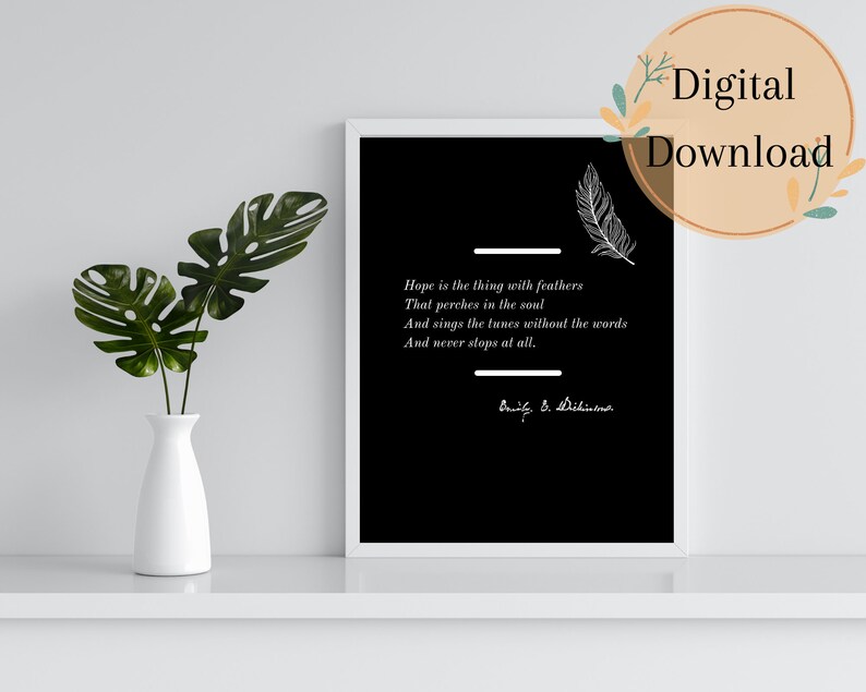 Emily Dickinson Quote Literary Poster Poem Trendy Prints Wall Art, Hope ...
