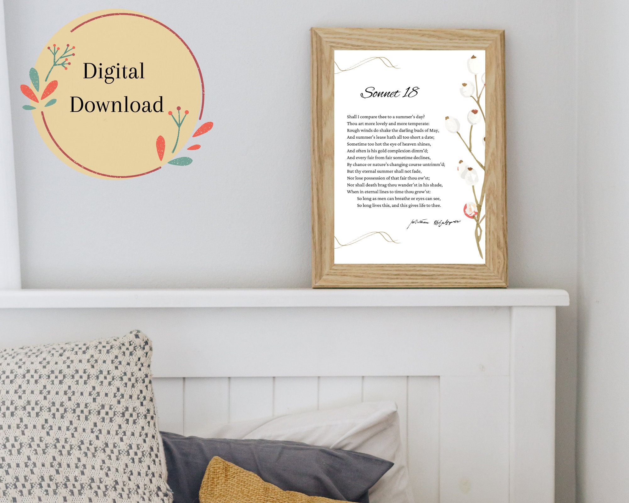 William Shakespeare Poem Sonnet 18 Shall I Compare Thee to a Summers ...