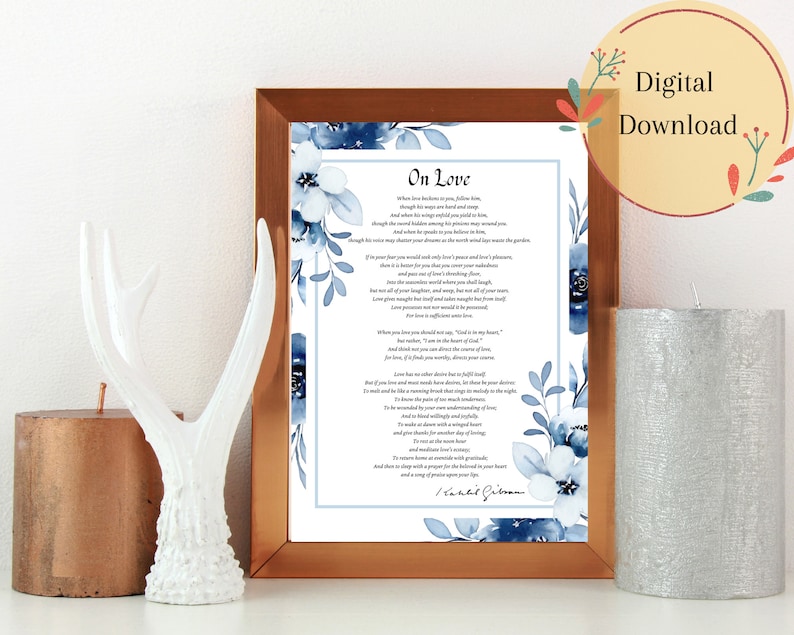 Literature Poster Kahlil Gibran Literary Poster on Love Print Trendy ...