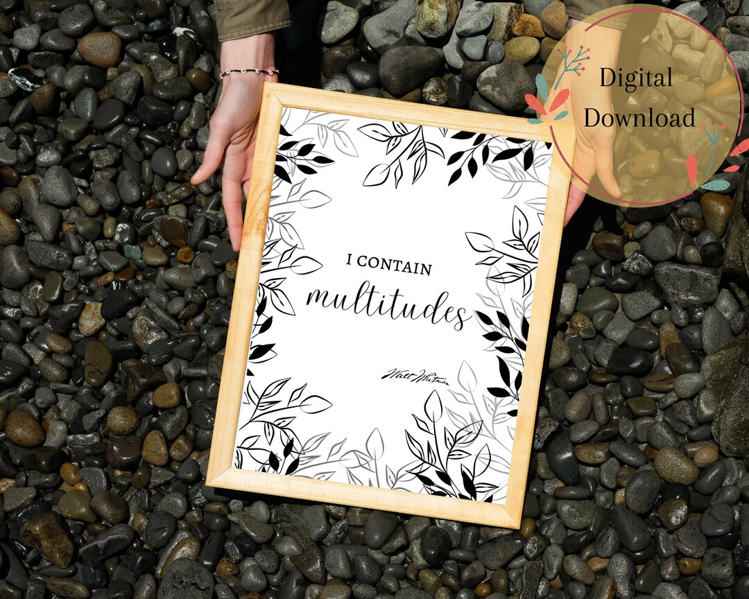 Instant Digital Download Book Merch Walt Whitman Downloadable Print I ...