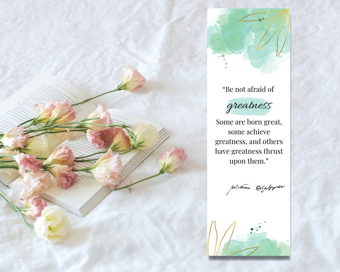 William Shakespeare Quotes Printable Literature Bookmarks ,set of 4 ...