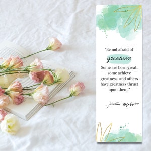 William Shakespeare Quotes Printable Literature Bookmarks ,set of 4 ...
