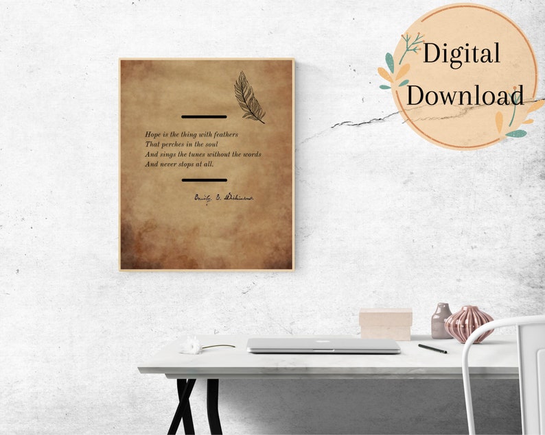 Emily Dickinson Quote Literary Poster Poem Trendy Prints Wall Art, Hope ...