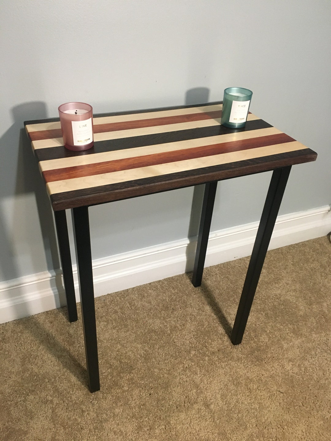 Beautiful Exotic Wood Table, Home Accents, Metal and Wood Sofa End ...