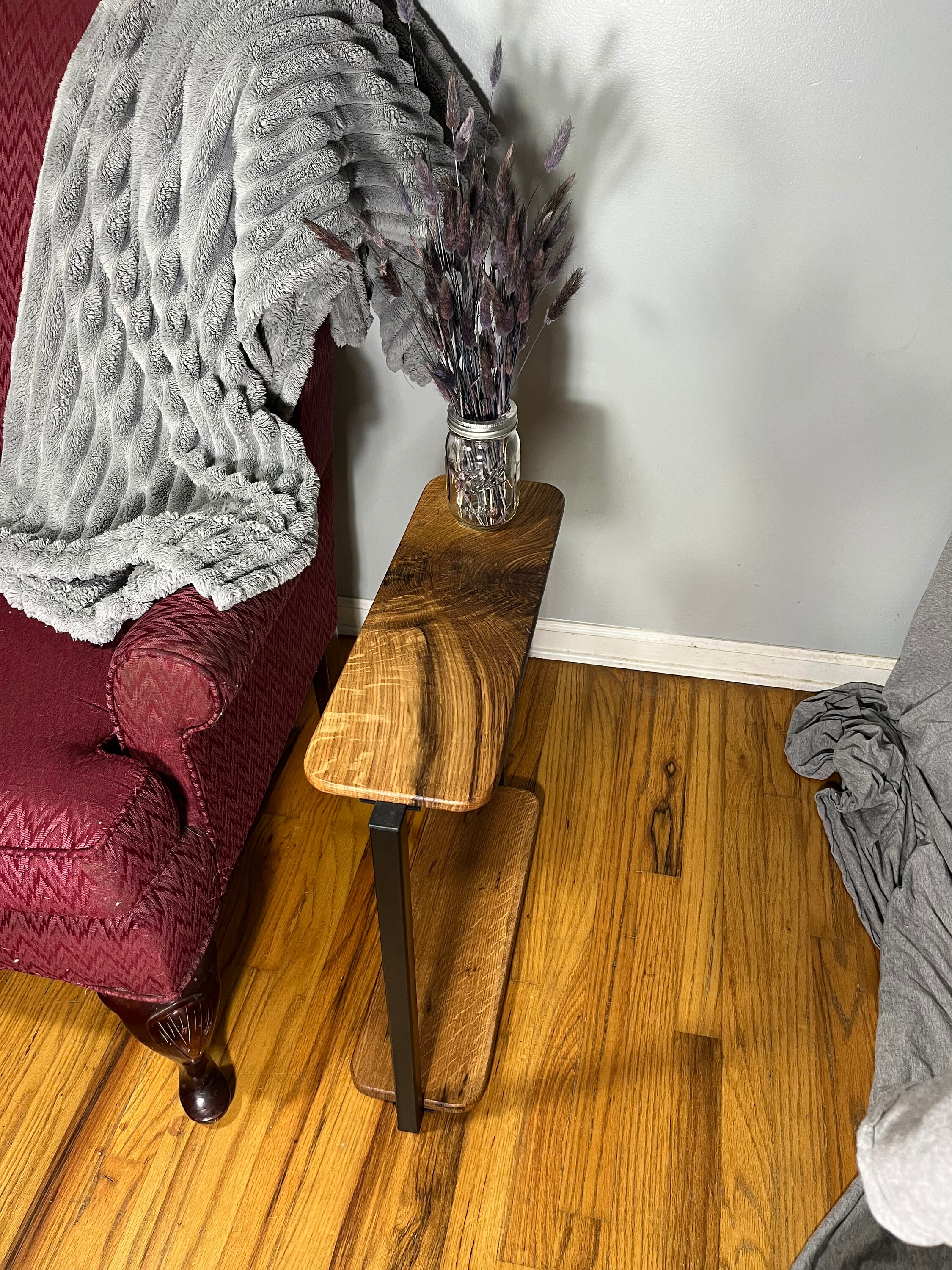 Wooden Narrow Side Table Oak Wood Slim Table Charging - Etsy