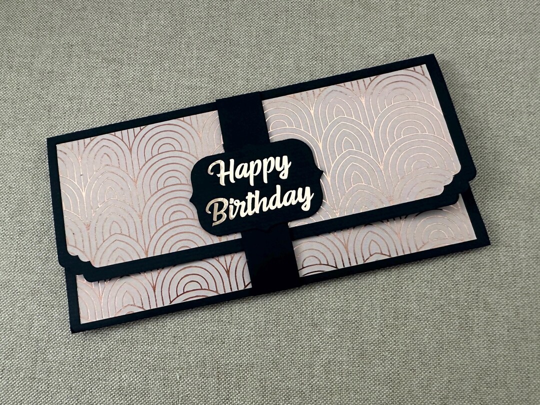 Blue & Rose Gold Birthday Money Envelope. Money Wallet. Gift Wallet ...