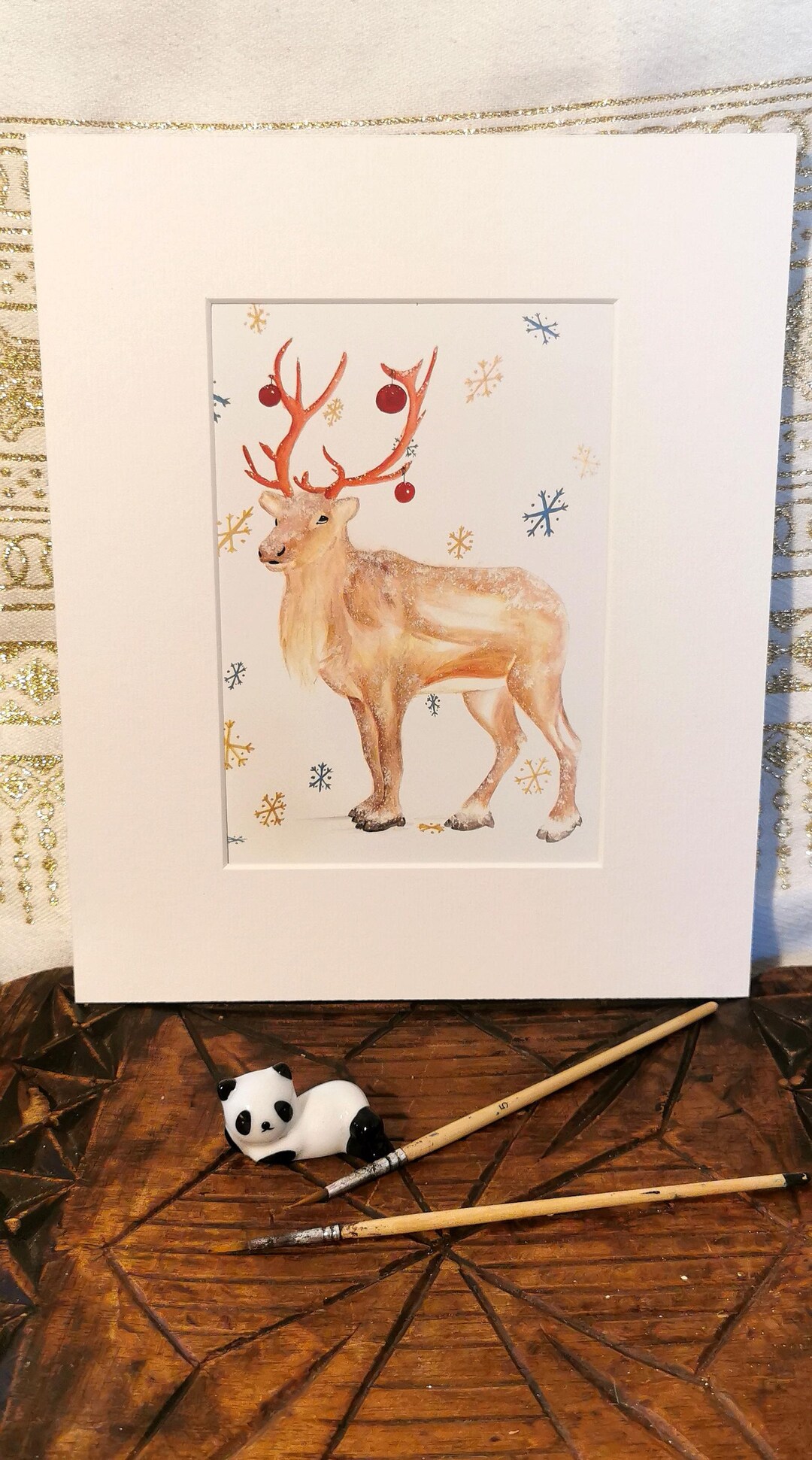 Christmas Reindeer Splatter Style Art - Etsy