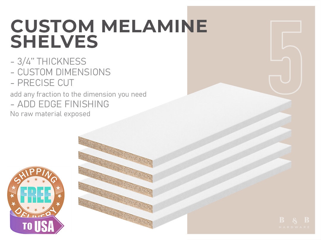 5 Handcrafted Custom Cabinet Melamine Shelves - White/black/maple/gray ...
