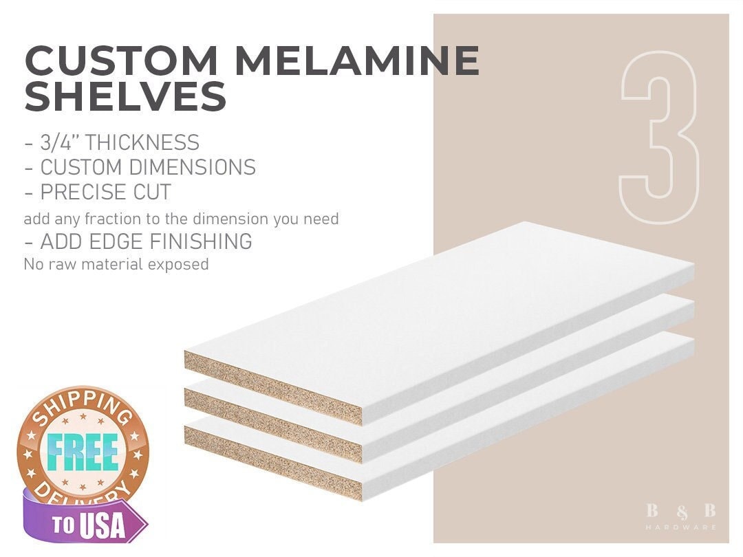 3 Handcrafted Custom Melamine Shelves - White/black/maple/gray - 3/4 ...