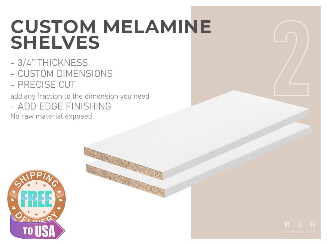 2 Handcrafted Custom Cabinet Melamine Shelves - White/black/maple/gray ...