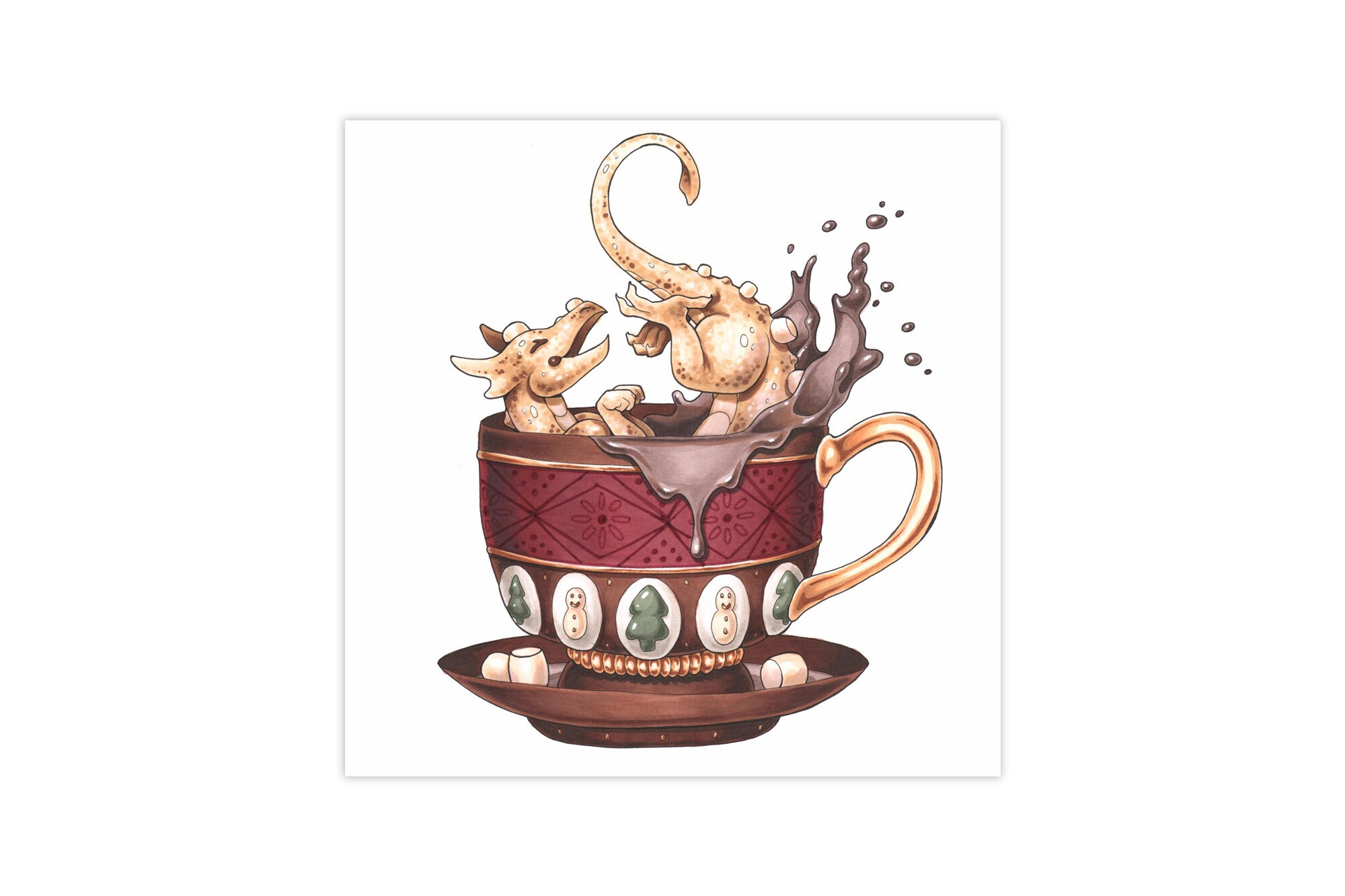 Series 5 Teacup Dragon Prints | 8x8 Dragon Art | Fantasy Illustration ...