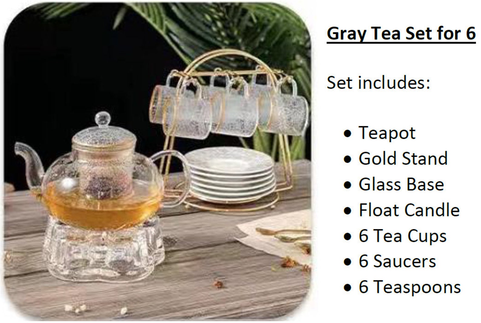 Glass Tea Set With Gold Stand - Etsy