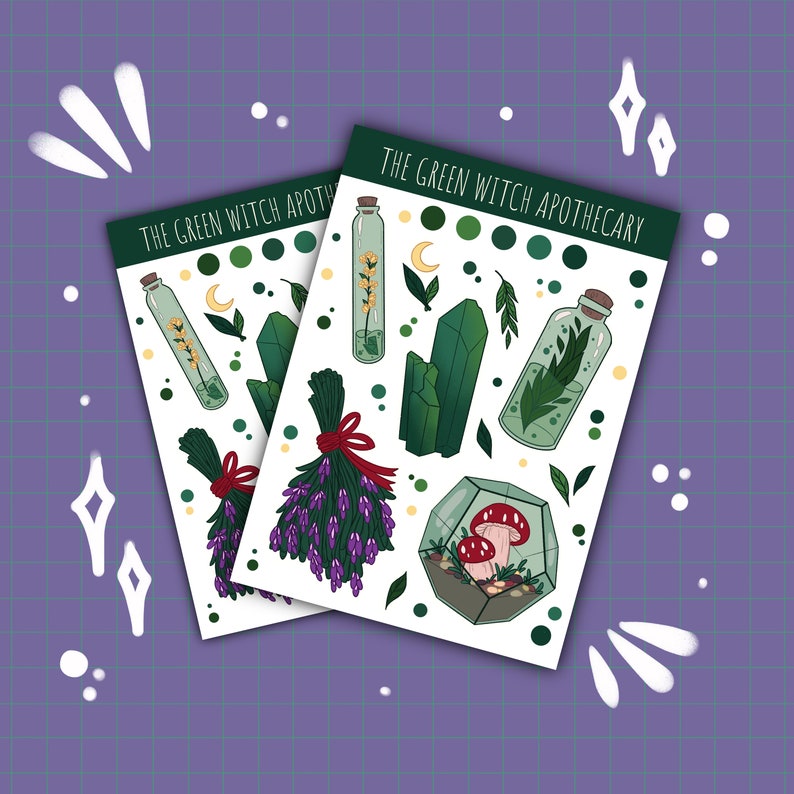 The Green Witch Apothecary Sticker Sheet | Green Witch Sticker Sheet ...