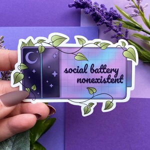 Social Battery Nonexistent Sticker | Anxiety Sticker | Introvert ...
