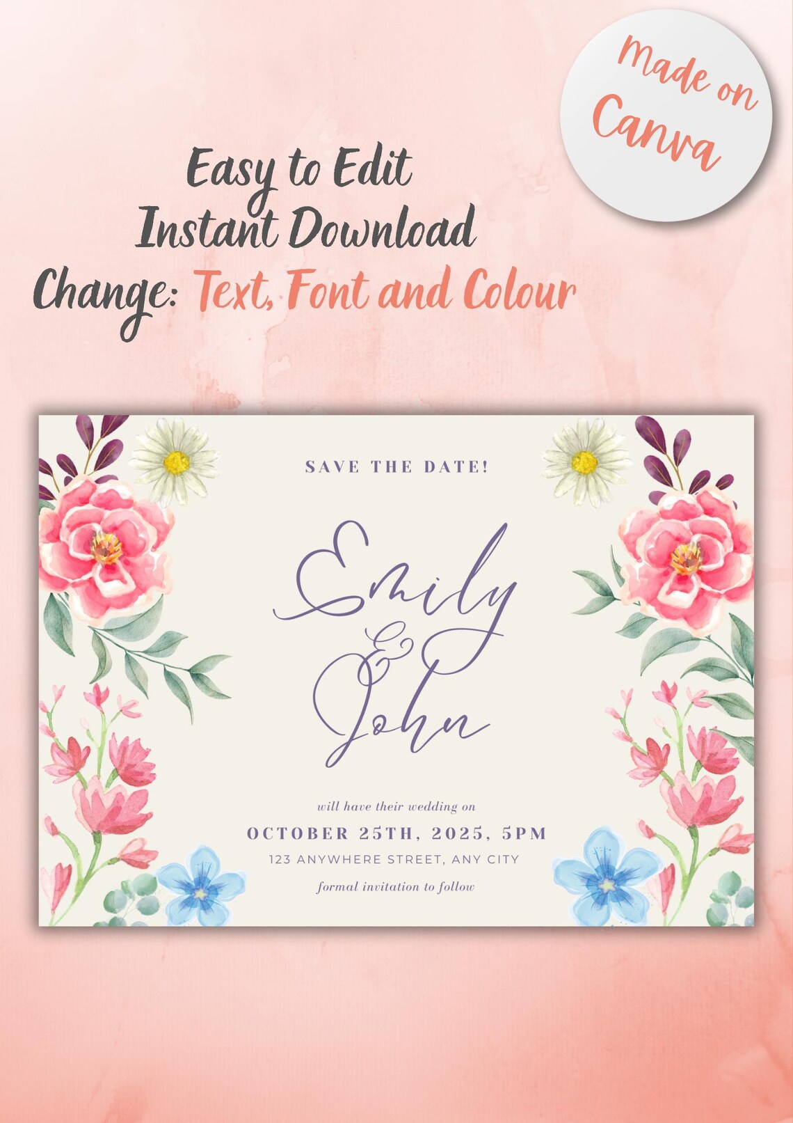 Editable Save the Date - Etsy