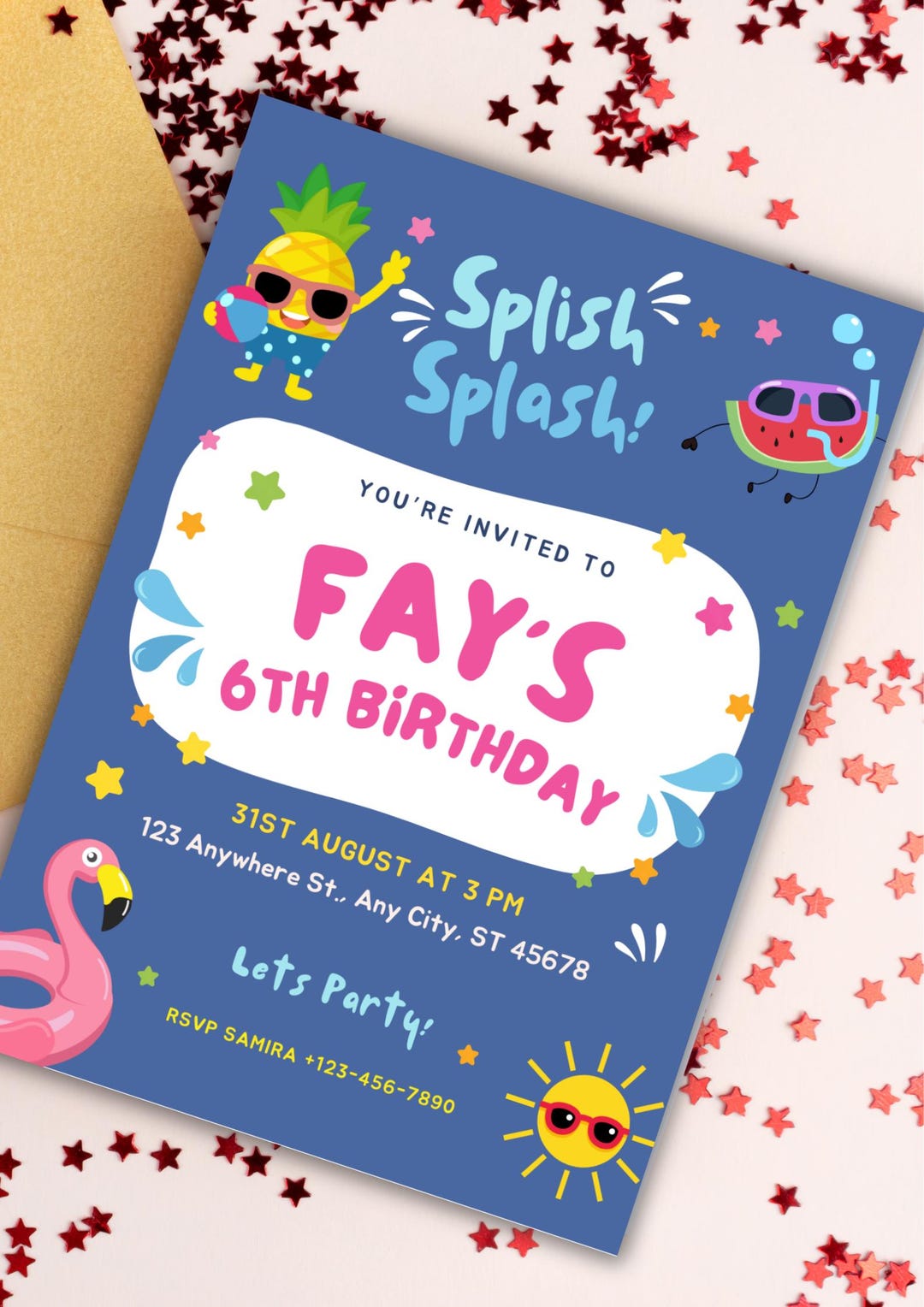 Editable Splash Birthday Invite - Etsy