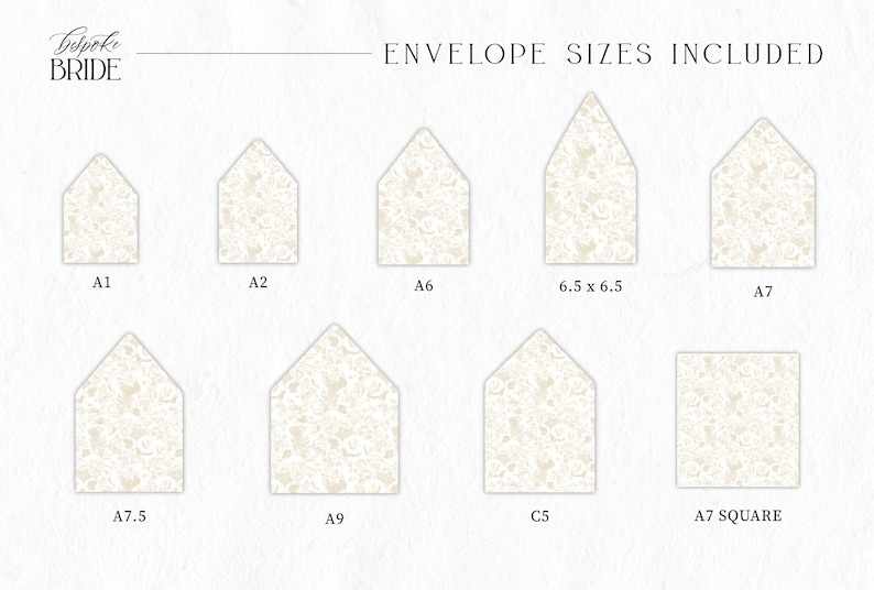 Beige Floral Envelope Liner: A9, A7, A6, A2, A1, C5, Square (PDF ...