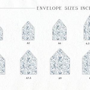 Printable Blue Floral Envelope Liner, A9, A7, A7.5, A6, 6.5x6.5, A2, A1 ...