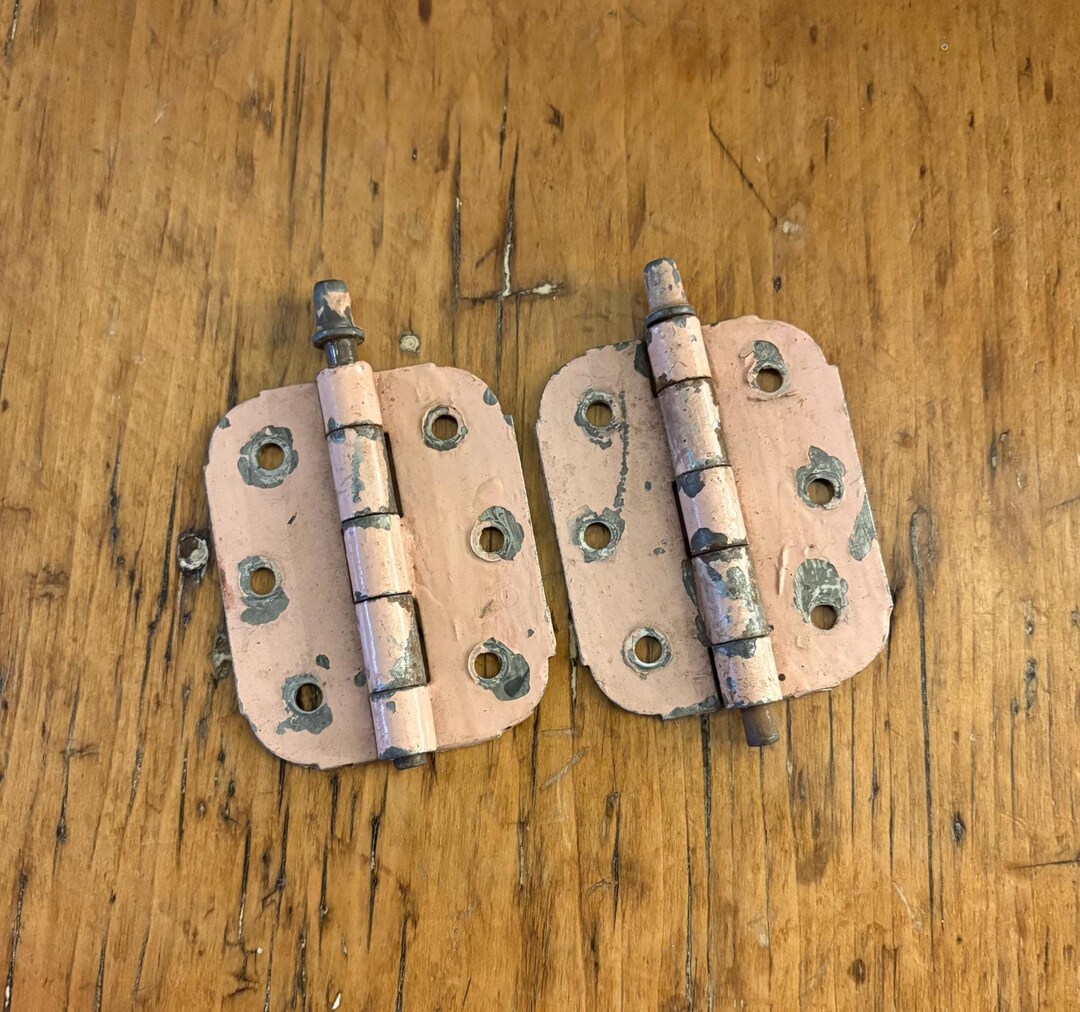Vintage Pair of Pink Painted Door Box Hinges Complete Hardware - Etsy