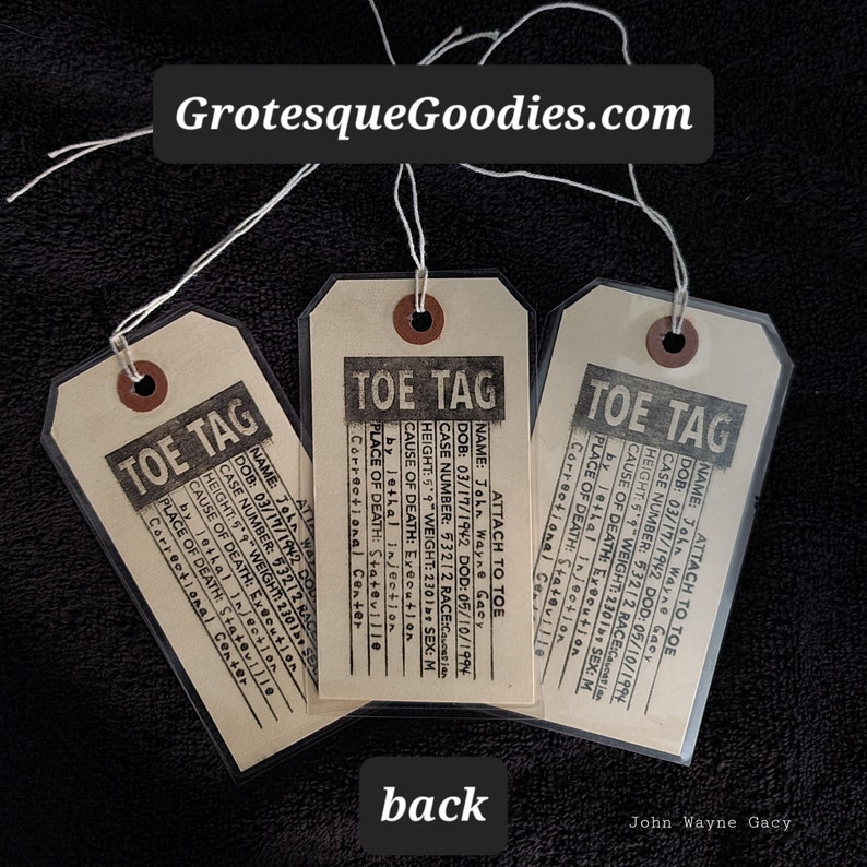 John Wayne Gacy Toe Tag Bookmark - Etsy