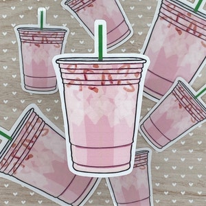 Pink Drink Sticker, Water Bottle Sticker, Waterproof Sticker, Laptop ...