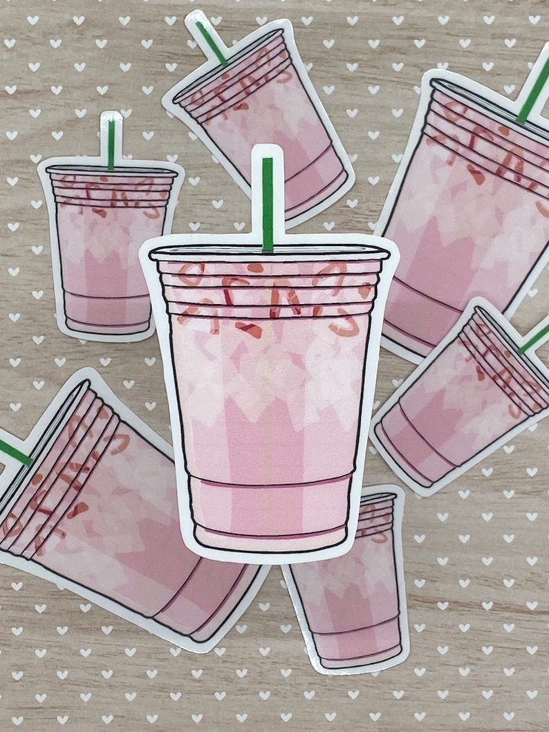 Pink Drink Sticker, Water Bottle Sticker, Waterproof Sticker, Laptop ...